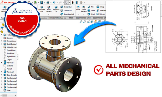 Convert 2d drawings to 3d cad models, mechanical and sheet metal parts ...