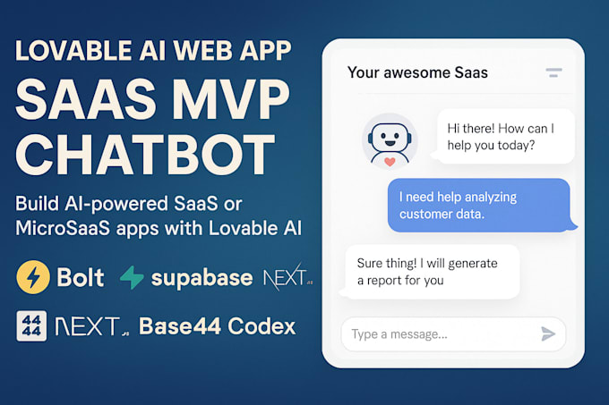 Build lovable ai saas mvp chatbot apps using replit ai , supabase, bolt next js by Johhnymatthew ...