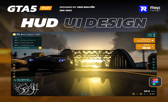 Design a custom gta fivem ui for hud, menu, inventory nui interface, ui script by Damon_steffon ...
