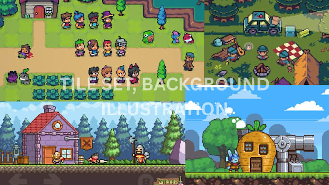 Do 2d pixel art tileset game art sprite sheet top down tile map game ...