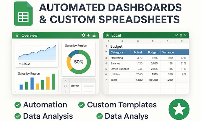 Create automated google sheets dashboards and custom excel spreadsheets by Oscarhughes901 | Fiverr