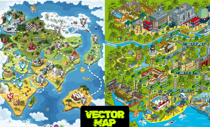Do isometric vector map illustration tourist map hotel map dnd fantasy ...