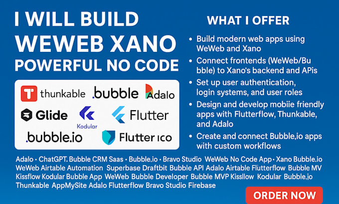 Weweb xano weweb powerful no code thunkable bubble adalo glide kodular flutter by Emmanuel ...