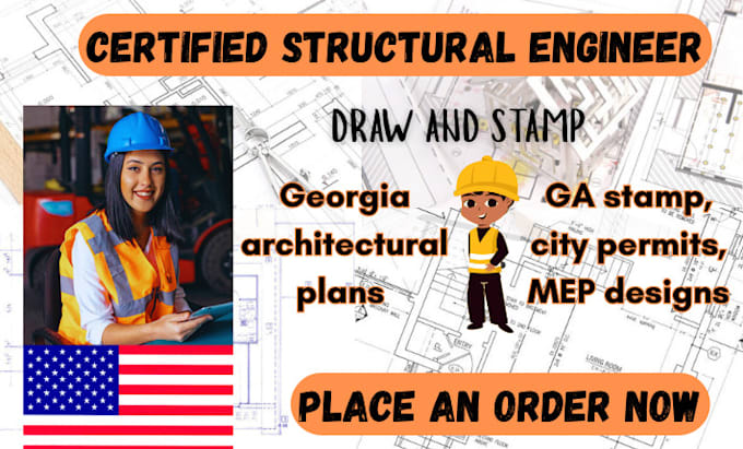Draw and stamp georgia architecture plans, ga stamp, city permit, mep ...