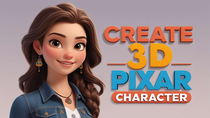 Create 3d pixar style cartoon character, avatar animation, logo, disney ...