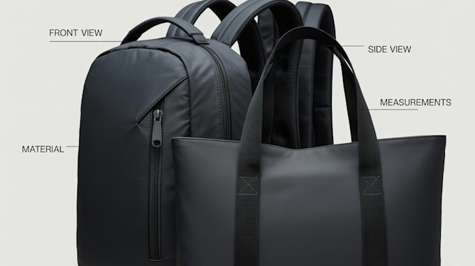 Create technical drawing of bag duffle luggage and wallet by ...
