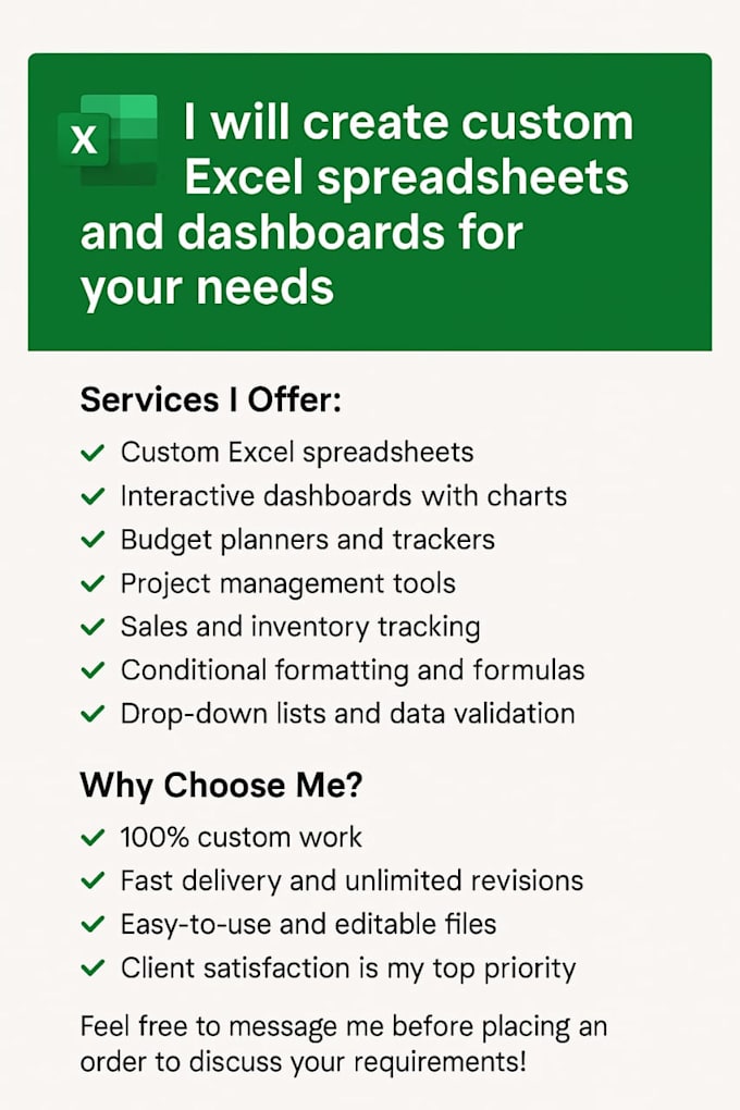 Create customized excel spreadsheets and dashboards by Tabinoor66 | Fiverr