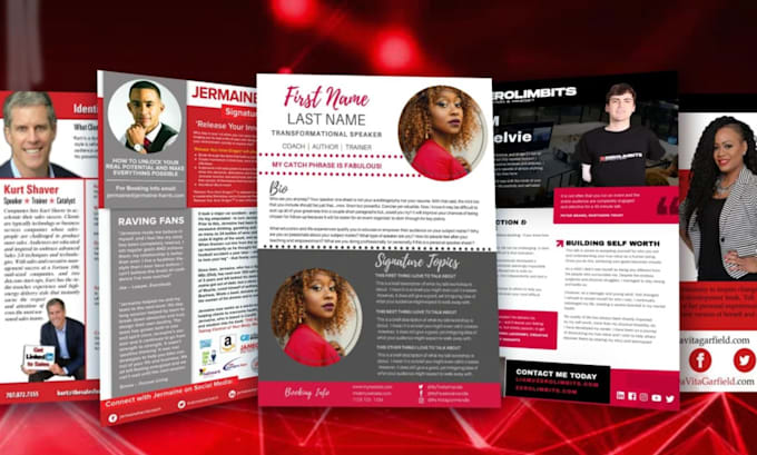 Design media kit, press kit, one sheet, epk for artist, speaker, influencer, dj by Kathy ...