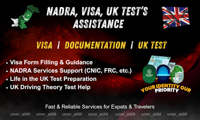 Be your visa documentation, nadra services, and uk test assistant by ...