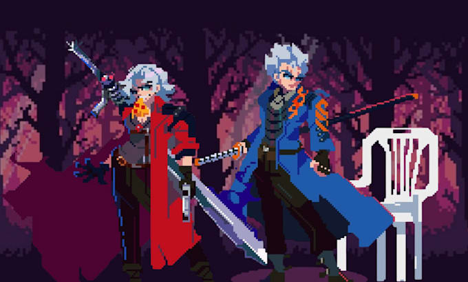 Draw pixel art, pixel character animation, sprite sheet, game art ...