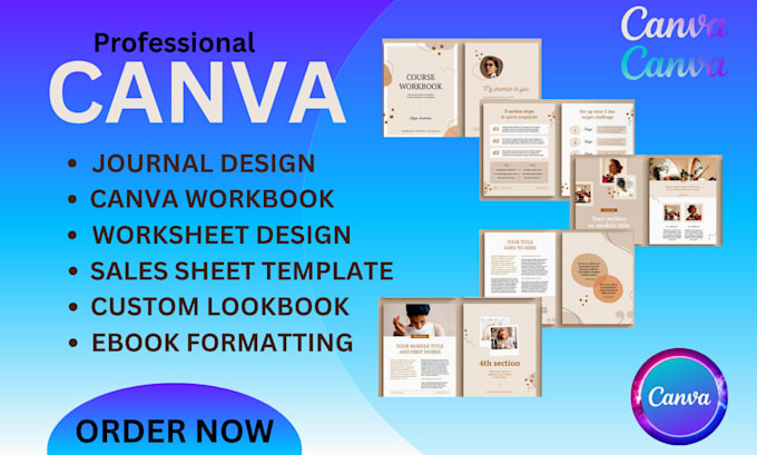 Design canva journal workbook worksheet salessheet lookbook planner ...
