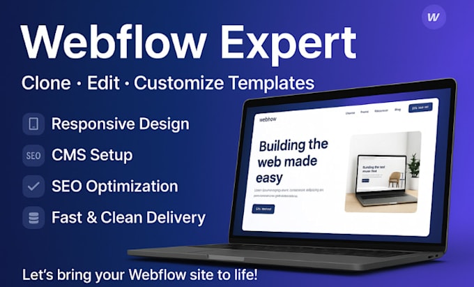 Webflow expert to clone webflow template, edit webflow template, design expert by Johnpro_dev ...
