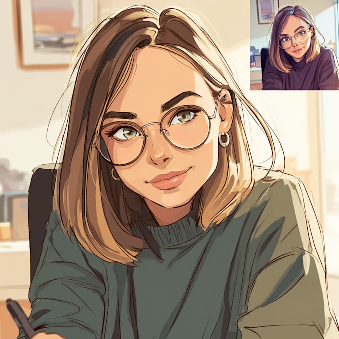 Draw realistic cartoon portrait headshot avatar from a photo by ...