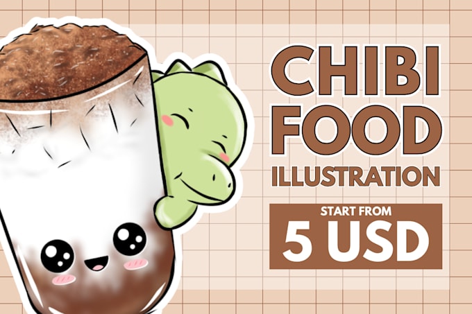 Draw chibi, kawaii, cute food illustration by Dustinicholas | Fiverr