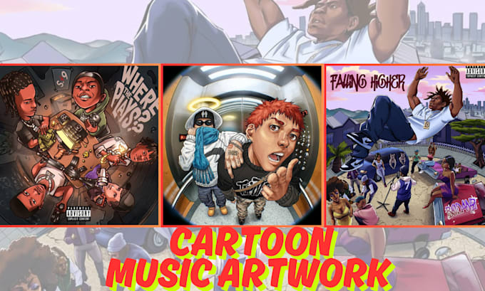 Draw cartoon music artwork album cover art mixtape hip hop rap song ...