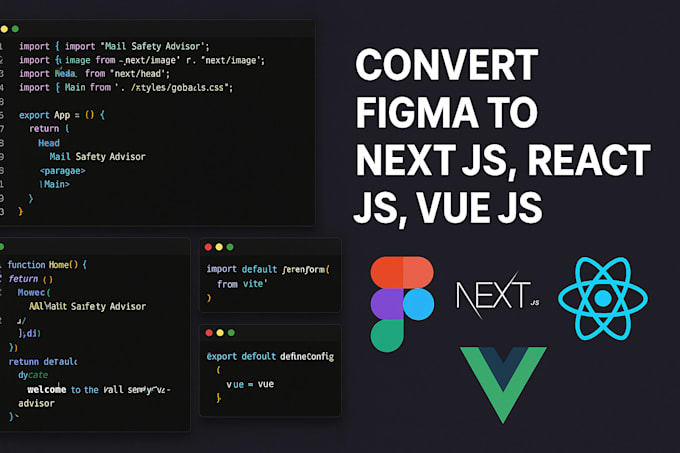 Convert figma to next js, figma to react js, figma to vue js by Wholisticdev | Fiverr