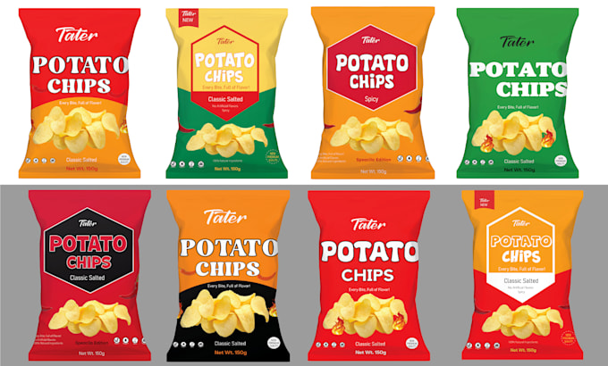 Labels for chips, potato chips, chili, food items packaging by Nayem08 ...