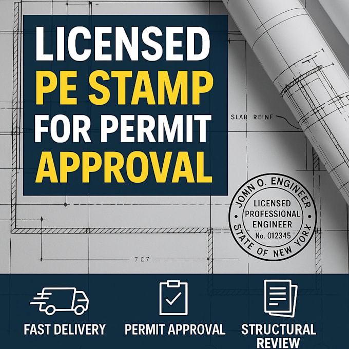 Stamp and sign structural drawings as a licensed pe for permit approval by Davidmorganpe | Fiverr