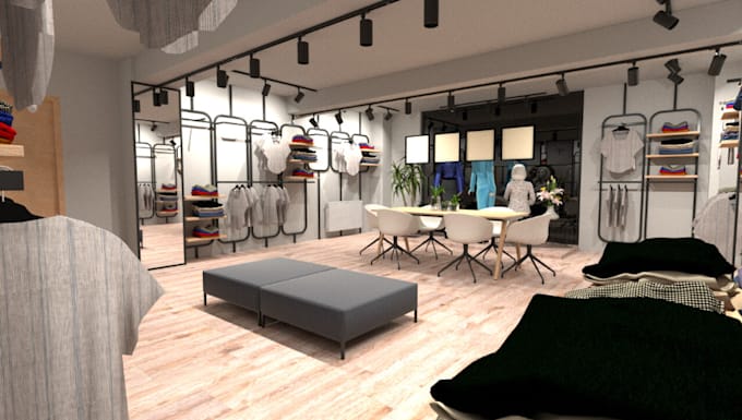 Visualize 3d commercial space interior,render retail store,boutique ...