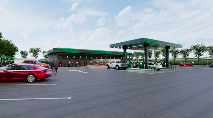 Remodel 3d petrol station, gas station,strip malls,existing commercial ...
