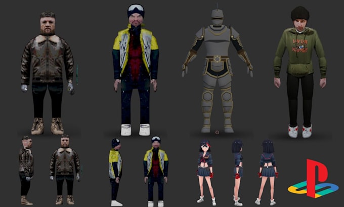 Create retro ps1 psx low poly models, character, animation, vtuber or n64 style by James ...