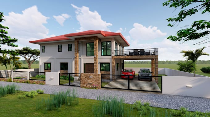 Renew 3d apartment, stone building render, be your exterior architect ...