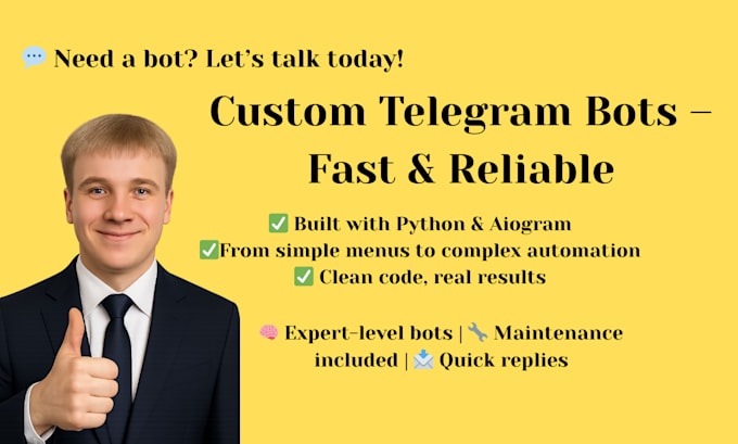 Build a custom telegram bot by Daniel_bbig | Fiverr