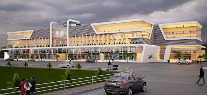 Redesign hotel exterior, car park, realistic architect rendering, revit ...
