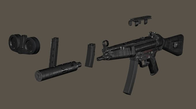 Model 3d ultimate mp5 pack,ak 47,video game,bazooka,sniper,minigun ...