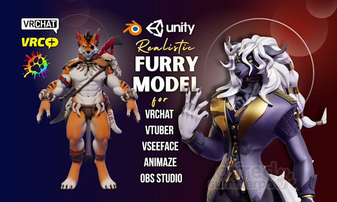 Model highly realistic 3d model for vrchat and vtuber, furry avatar sfw ...