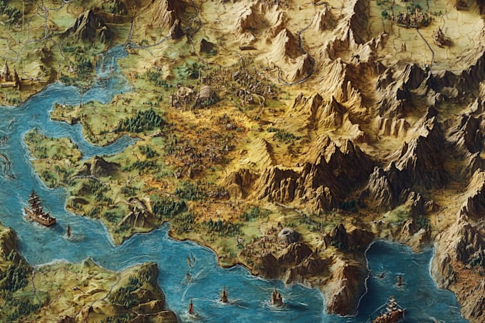 Design fantasy map illustration isometric map, or city map by ...