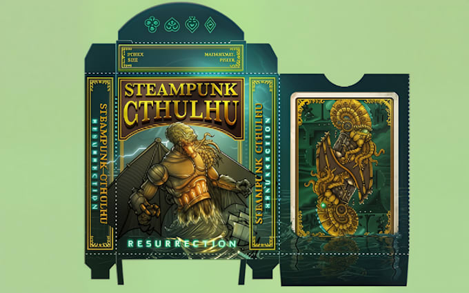 Draw card game art design card game template tarot tuck box card box ...