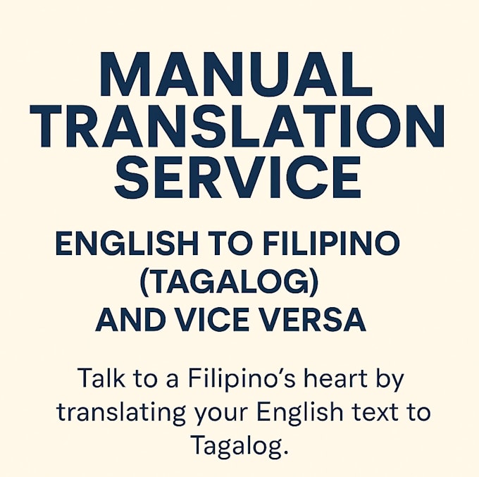 Translate english to tagalog manually by Eward_tolentino | Fiverr