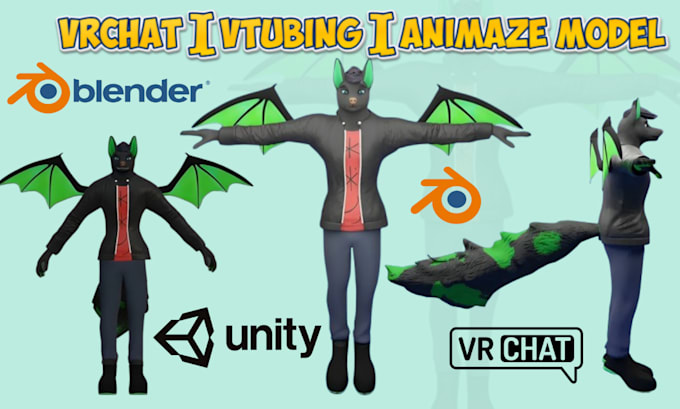 Create furry vtuber avatar, 3d animaze model, vseeface, vrchat rigged ...