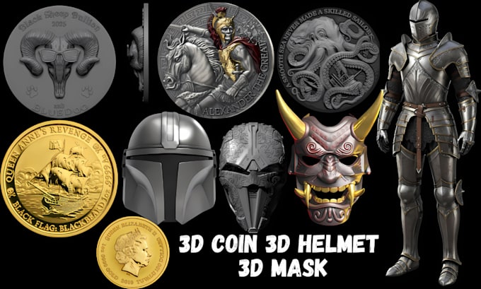 Printable 3d cosplay, 3d helmet ,3d weapon 3d sword, 3d coin 3d armor ...