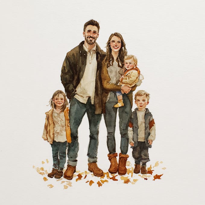 Merge multiple photos into amazing watercolor family portrait by ...