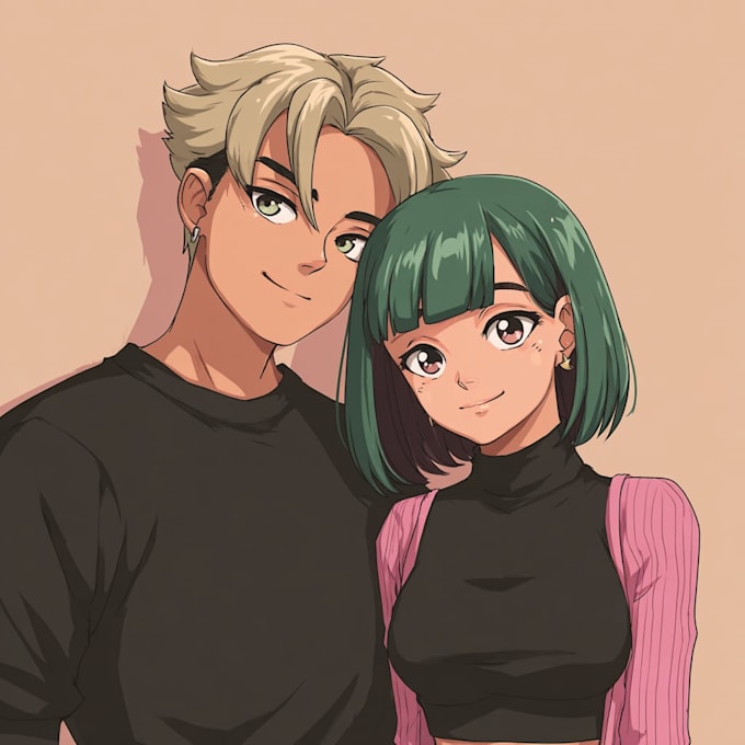 Make a anime couple character art anime style by Damoriffin | Fiverr