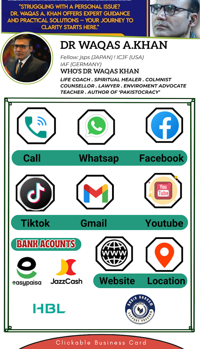 Design clickable digital printable business card by Shakiranaaz | Fiverr