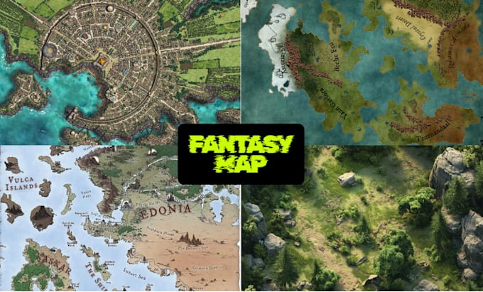 Fantasy world map illustration dnd battle map design city map fantasy ...