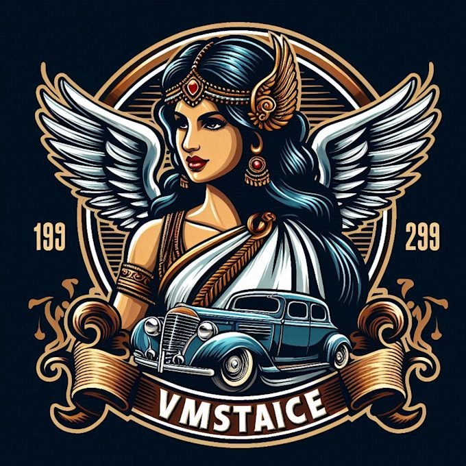 Design high quality vintage lady classic car print logo with t shirt ...