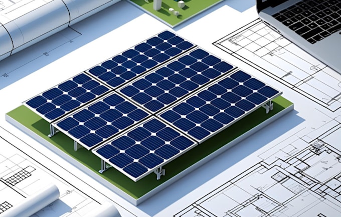 Create detailed solar panel layout and electrical drawings by Reesteam ...