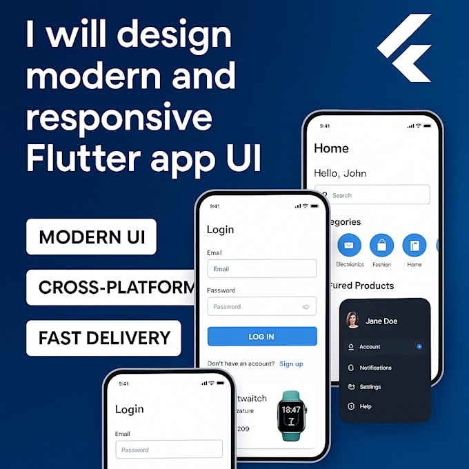 Develop clean and beautiful flutter mobile app screens by Zehadf | Fiverr