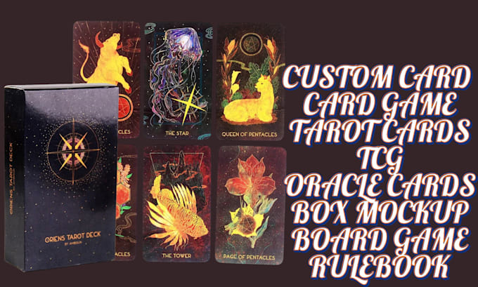 Design creative card game, board game art, box mockup, tcg, card game ...