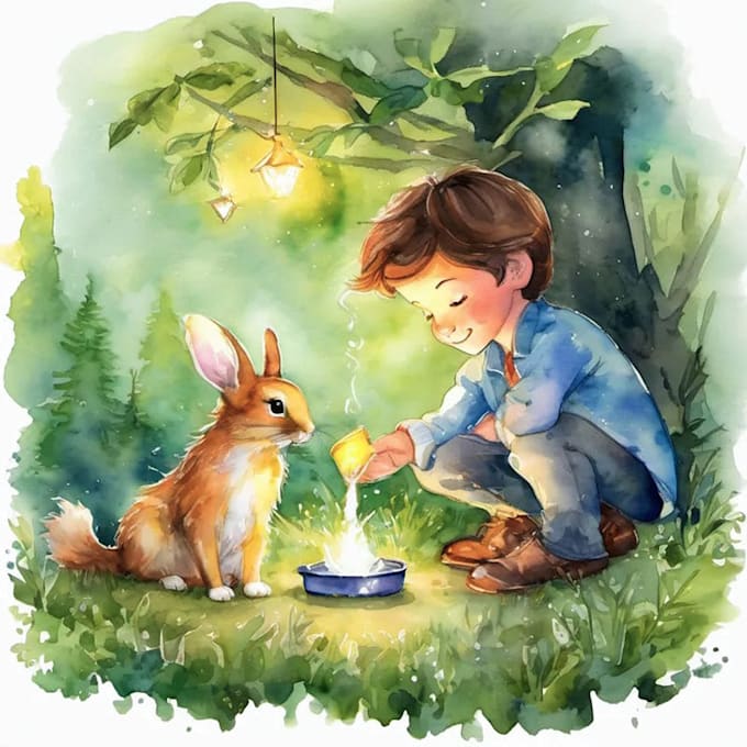 Children story book illustration watercolor by Rosarioobri | Fiverr