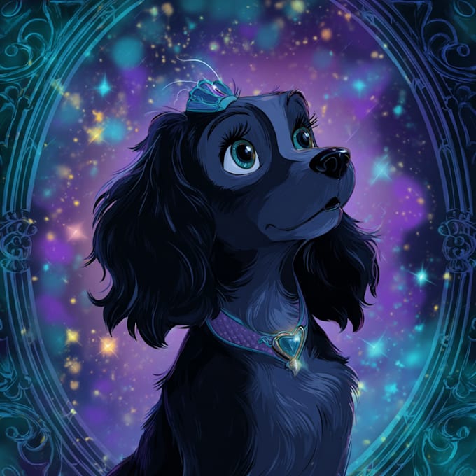Design a custom disney pet portrait illustration by Kayinga | Fiverr