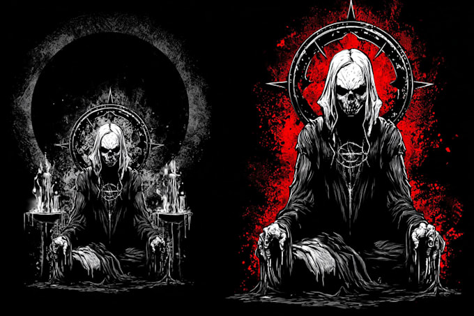Draw detailed illustration metal artwork dark art and horror by ...