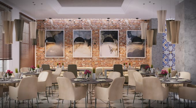 Render 3d restaurant interior, night club, bakery, cgi bar, shop, cafe, store by Peterfm_001 ...