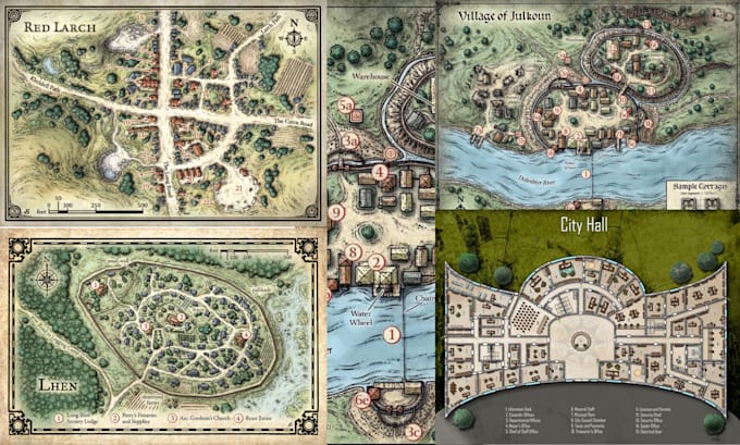 Fantasy dnd map design battlemap map illustration dnd city map fantasy ...