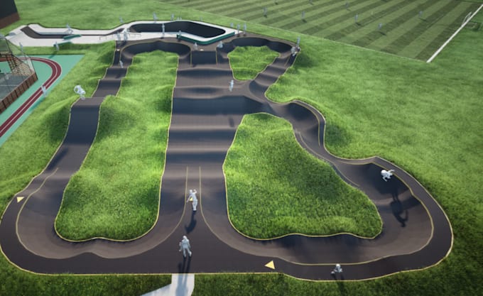 Turn 2d dwg to 3d photorealistic skate map, racetrack, game environment ...