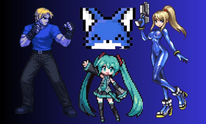 Pixel art sprites character reference sheet by Excellent_comic | Fiverr